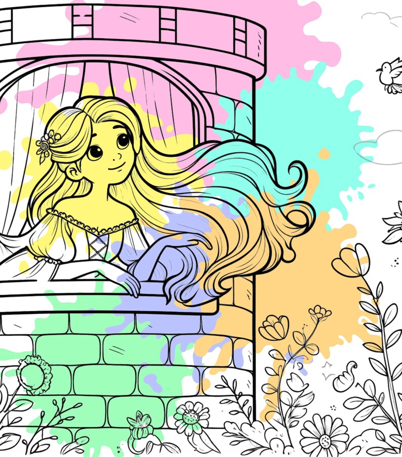 Cute Princess Coloring Book, Cartoon Princess Activity Book, Kids Gift ...