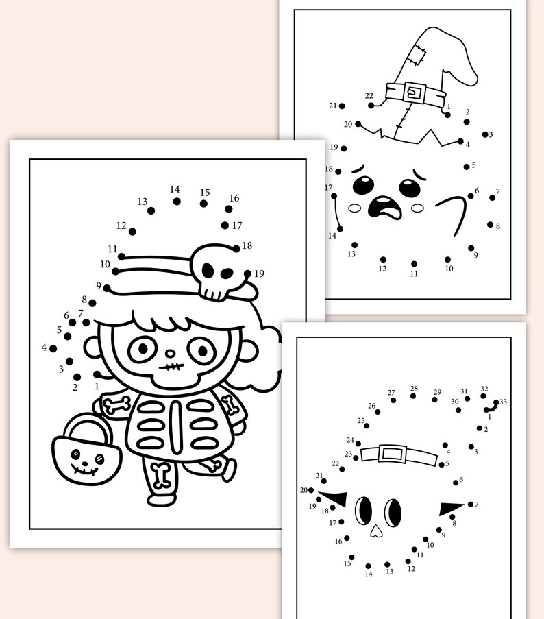 Halloween Dot to Dot Worksheets for Kids: Fun Connect the Dots Activity ...