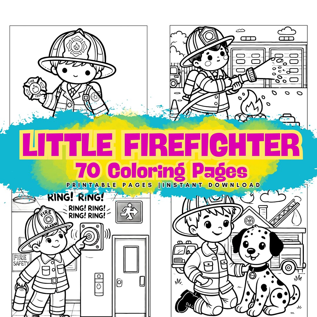 Firefighter Coloring Pages for Kids, PDF Instant Download, Firefighter ...
