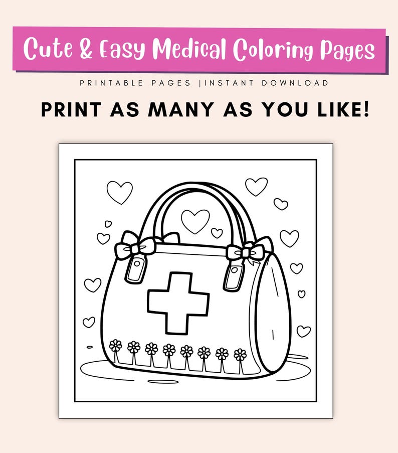 Cute & Easy Medical Coloring Pages for Kids, Nurse Coloring Book ...