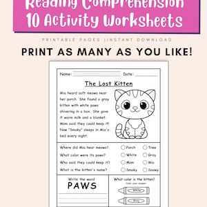 Reading Comprehension for Kids, Printable Kindergarten Activity ...