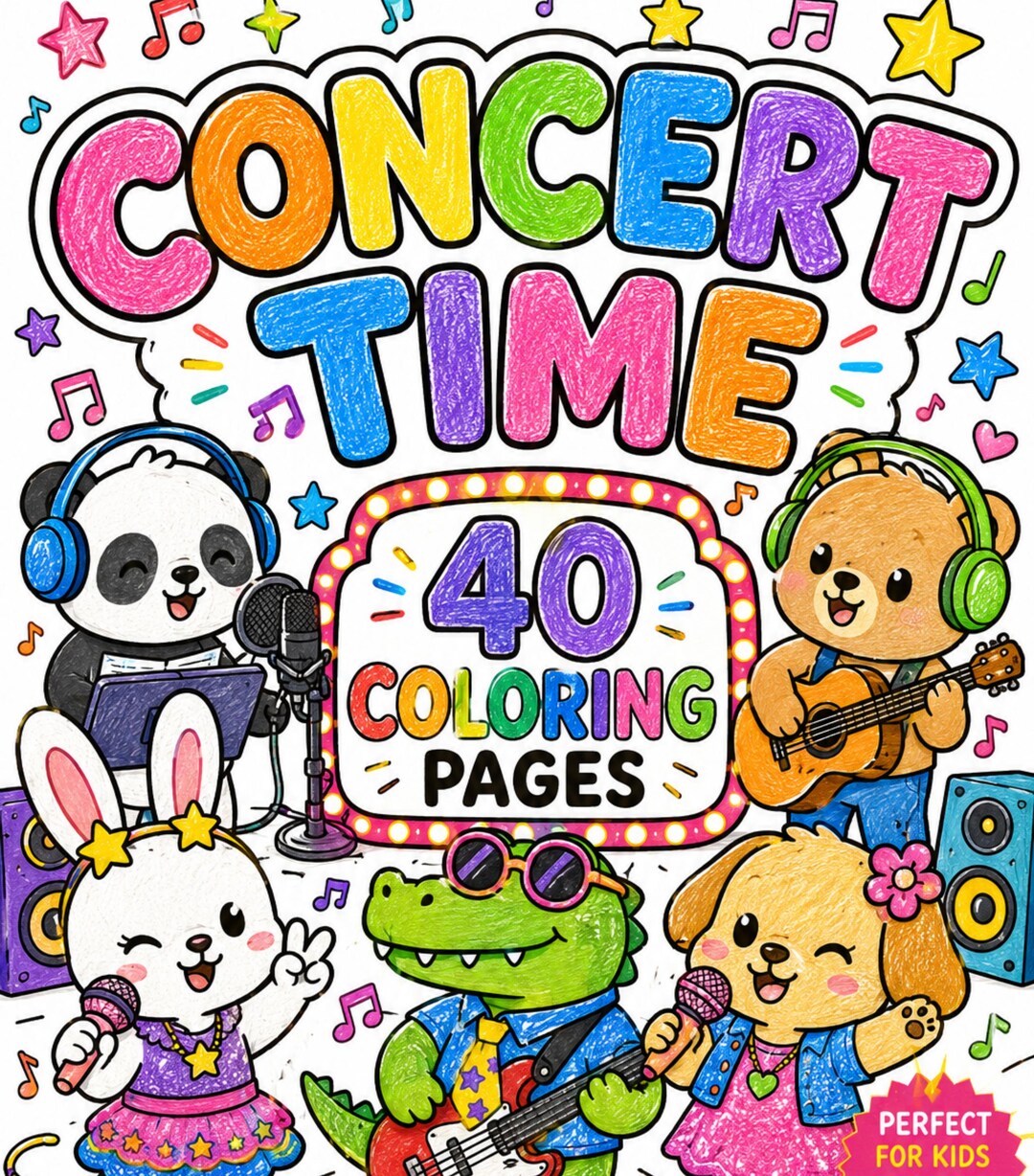 Music Star Coloring Pages for Kids, Singing Superstar Printable PDF ...