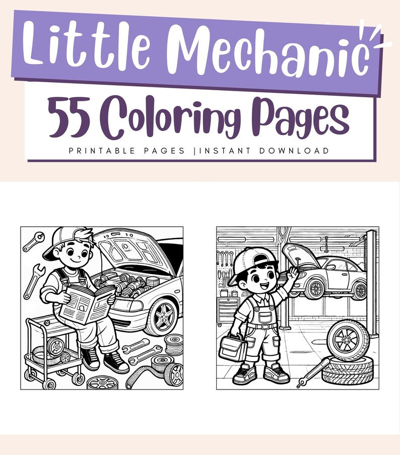 Little Mechanic Coloring Pages for Kids, Wrench Passer Cute Coloring ...