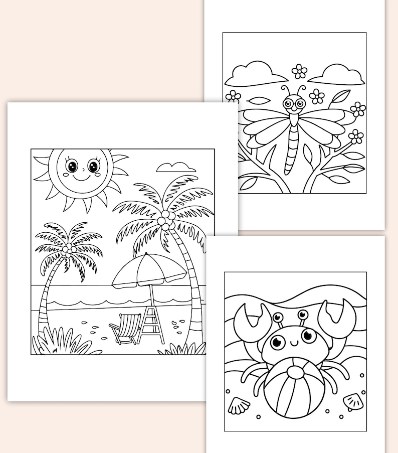 Easy Summer Coloring Pages for Kids – Bold & Simple Activity Book – Fun ...