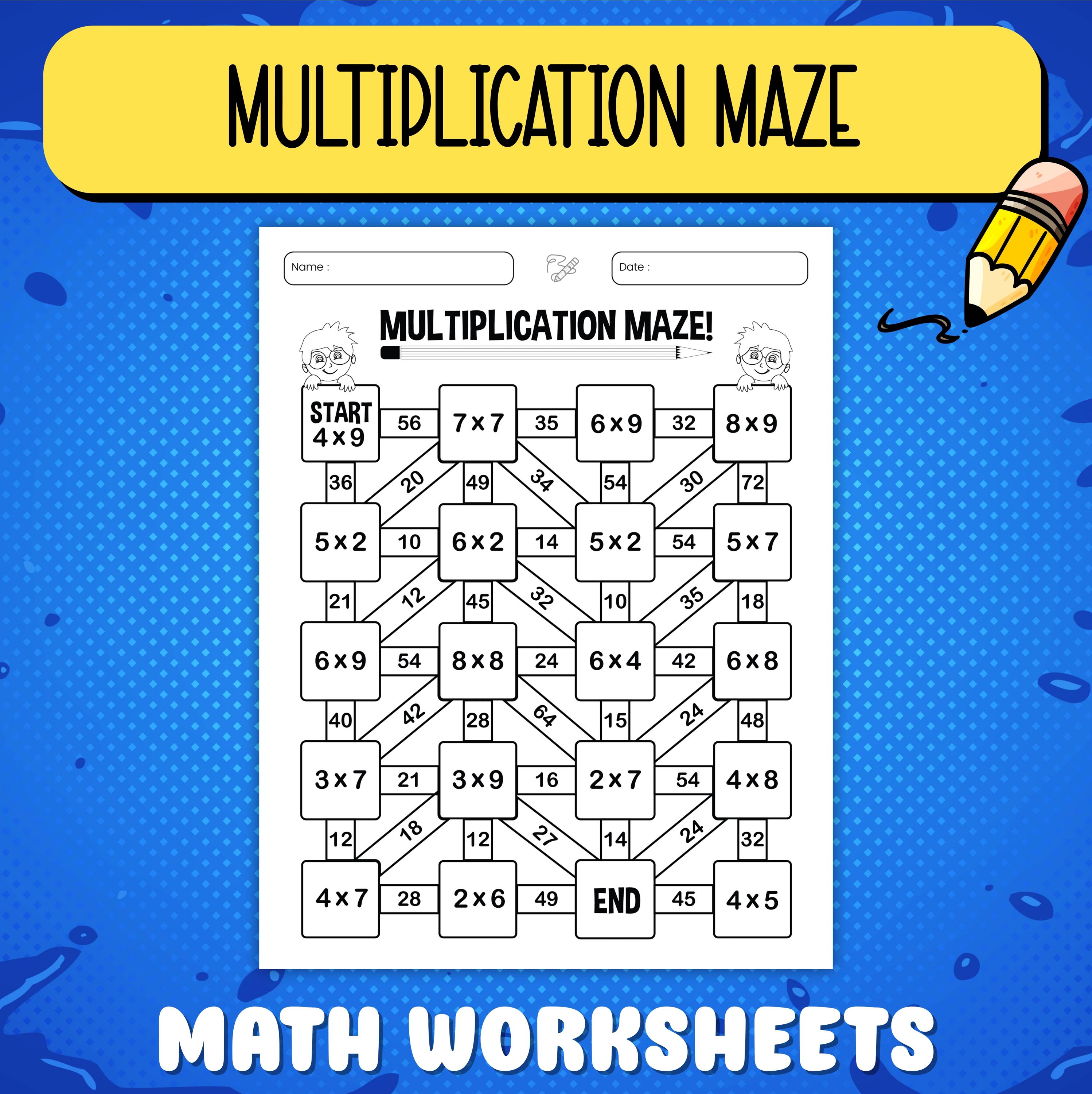 Multiplication Maze Puzzle Worksheets for Kids – Fun Math Facts ...