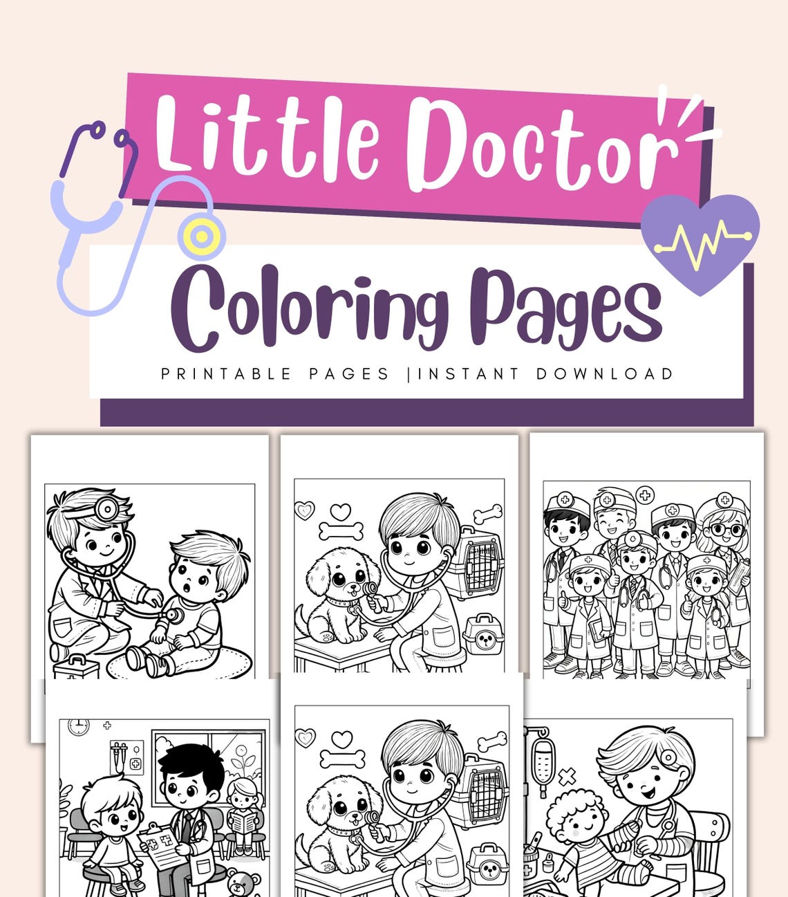 Little Doctor Coloring Pages for Kids: Nurse & Surgeon Printable ...