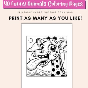 Funny Animals Coloring Pages for Kids, Printable Instant Download ...