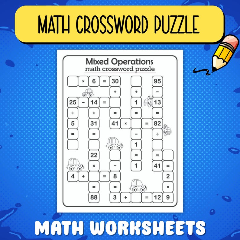 Mixed Operations Math Puzzle for Kids - Grade 3 & 4 Printable Crossword ...