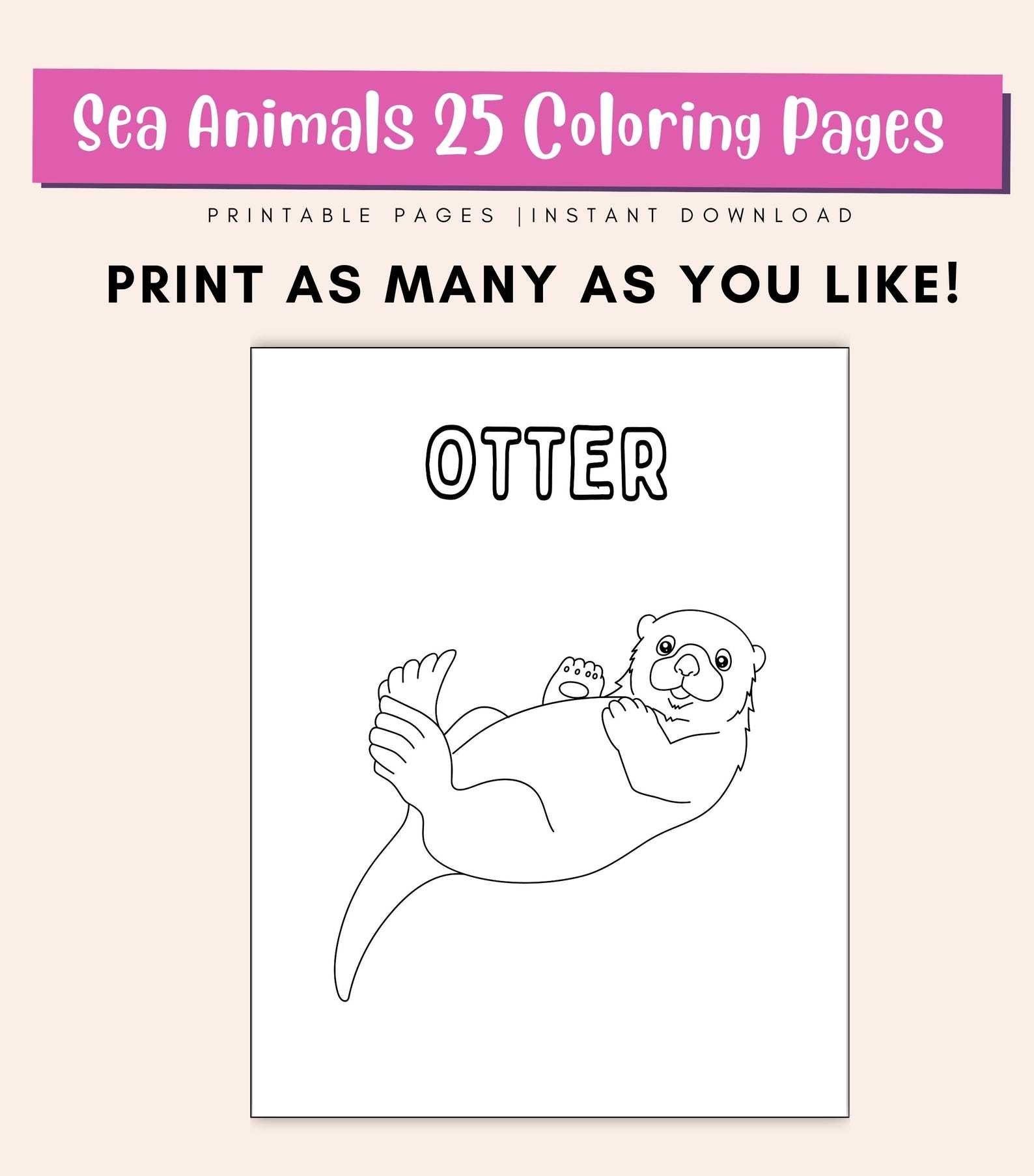 Easy Ocean Animals Coloring Pages, Sea Creatures, Printable Coloring, Toddlers, Preschoolers ...