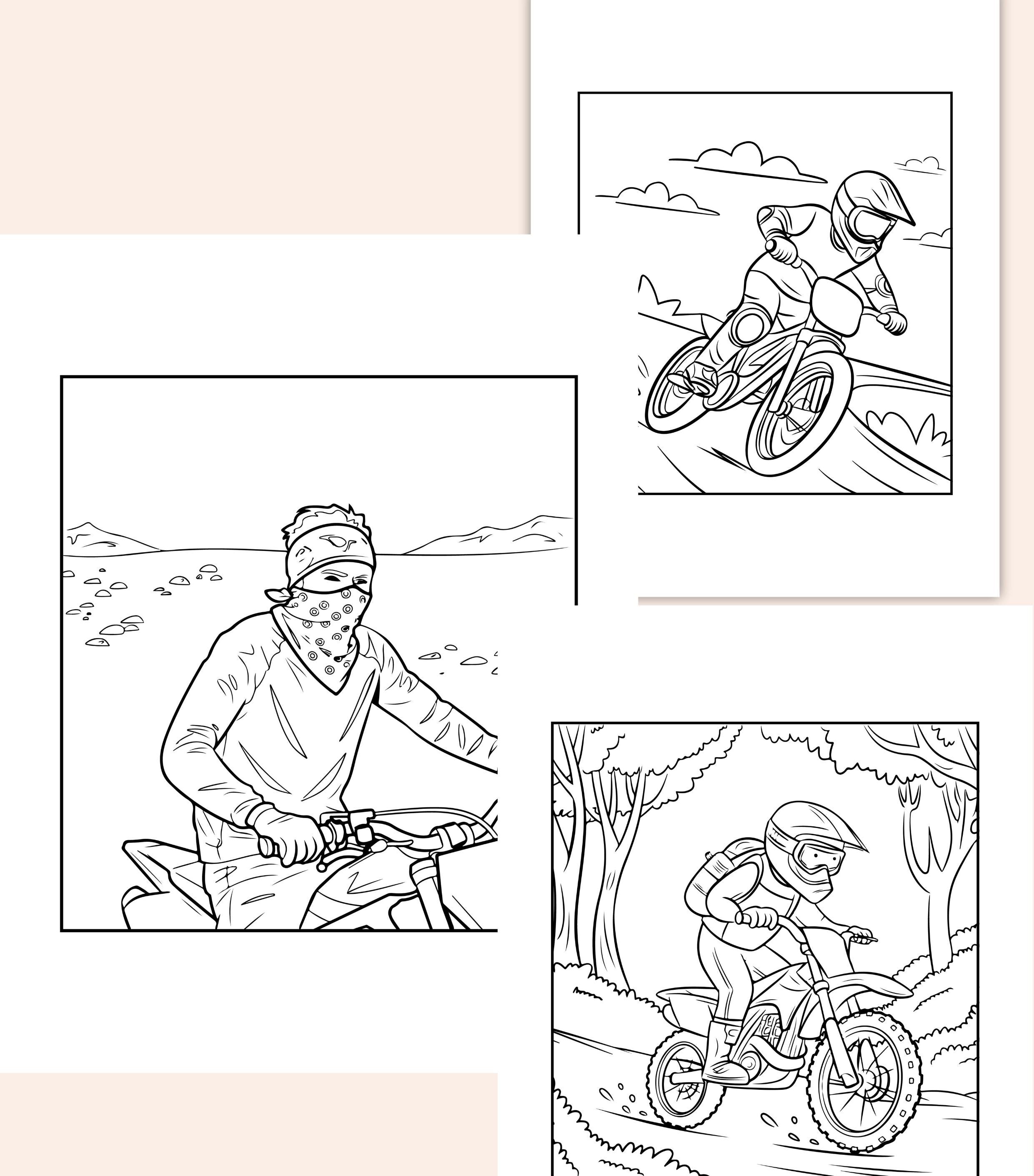 Motocross Coloring Pages for Kids: Dirt Bike Racing Printable Activity ...