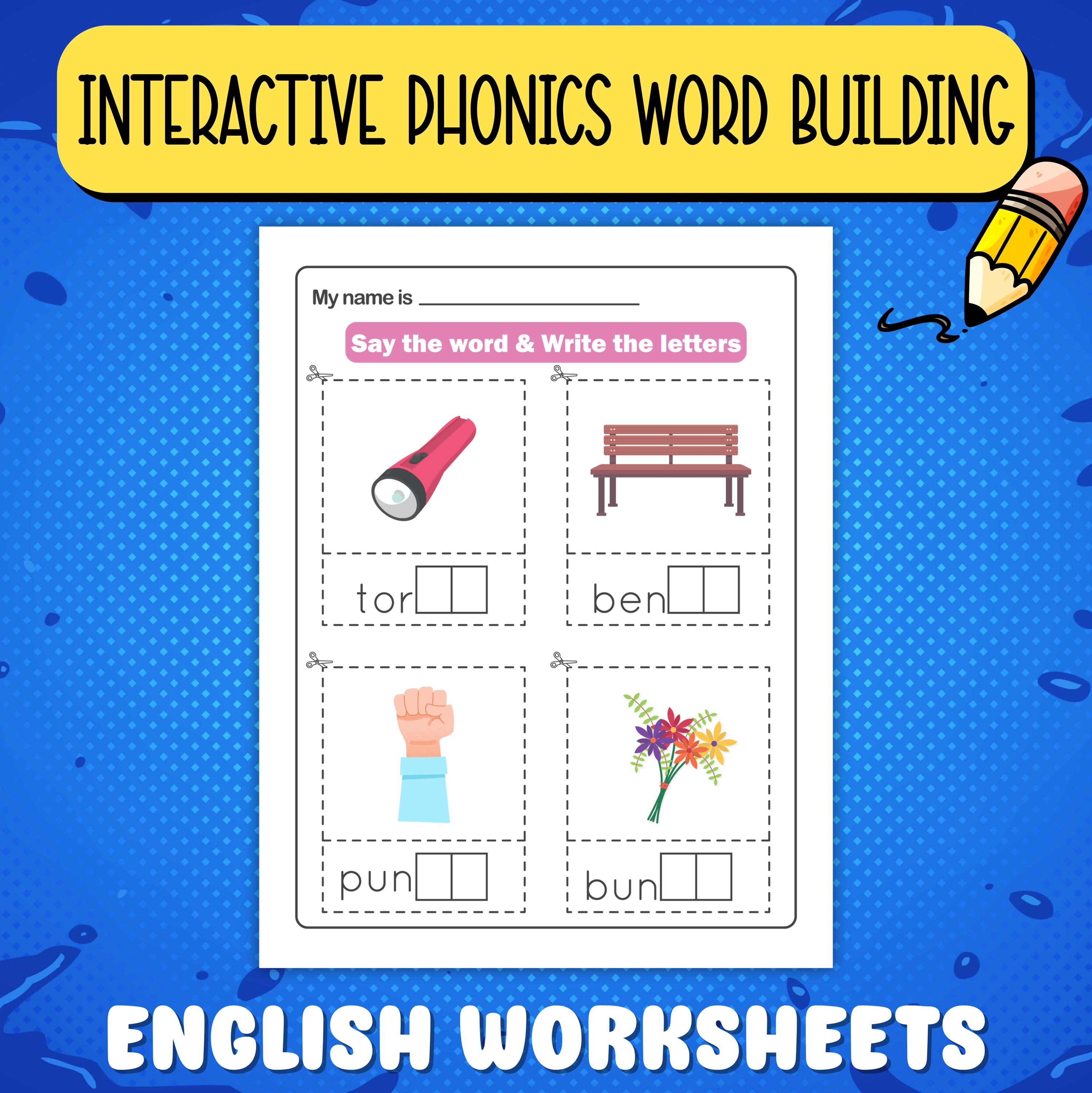 Phonics Word Building Worksheets for Kids - Early Reading Activities ...