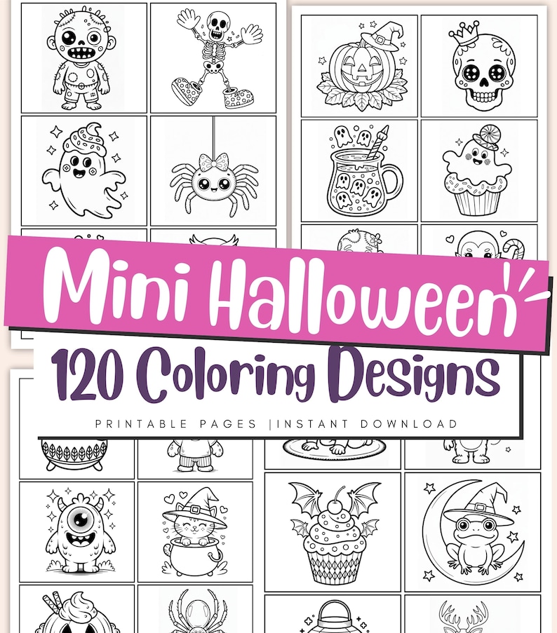 Mini Halloween Coloring Pages for Kids – Bold & Easy Spooky Scenes, Fun ...