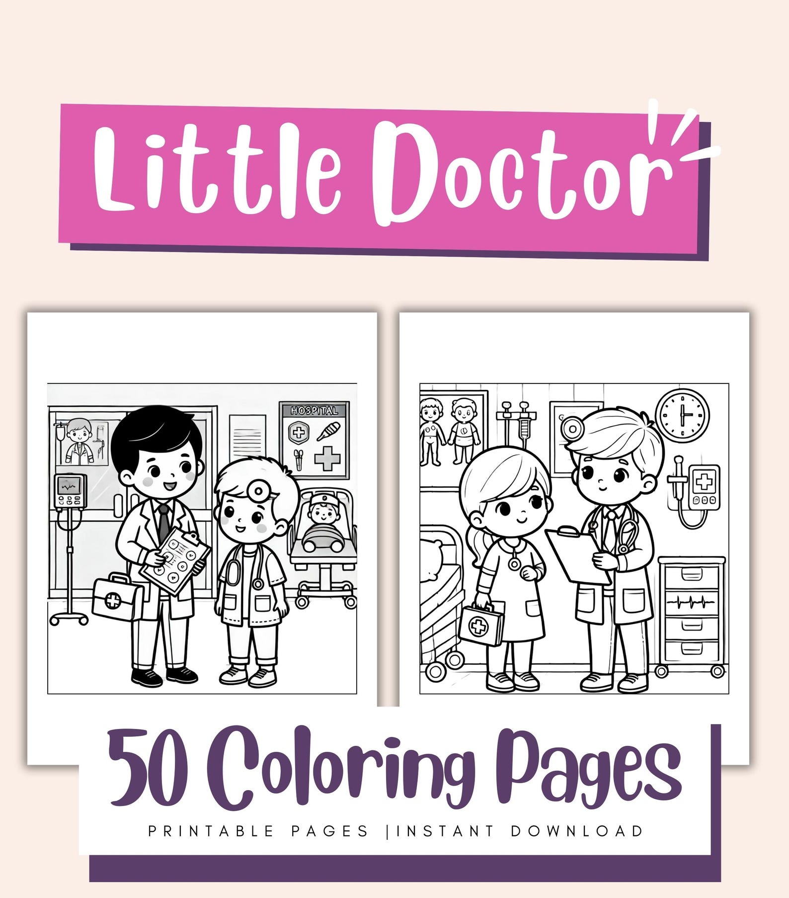Little Doctor Coloring Pages Printable for Kids, Surgeon Printable ...