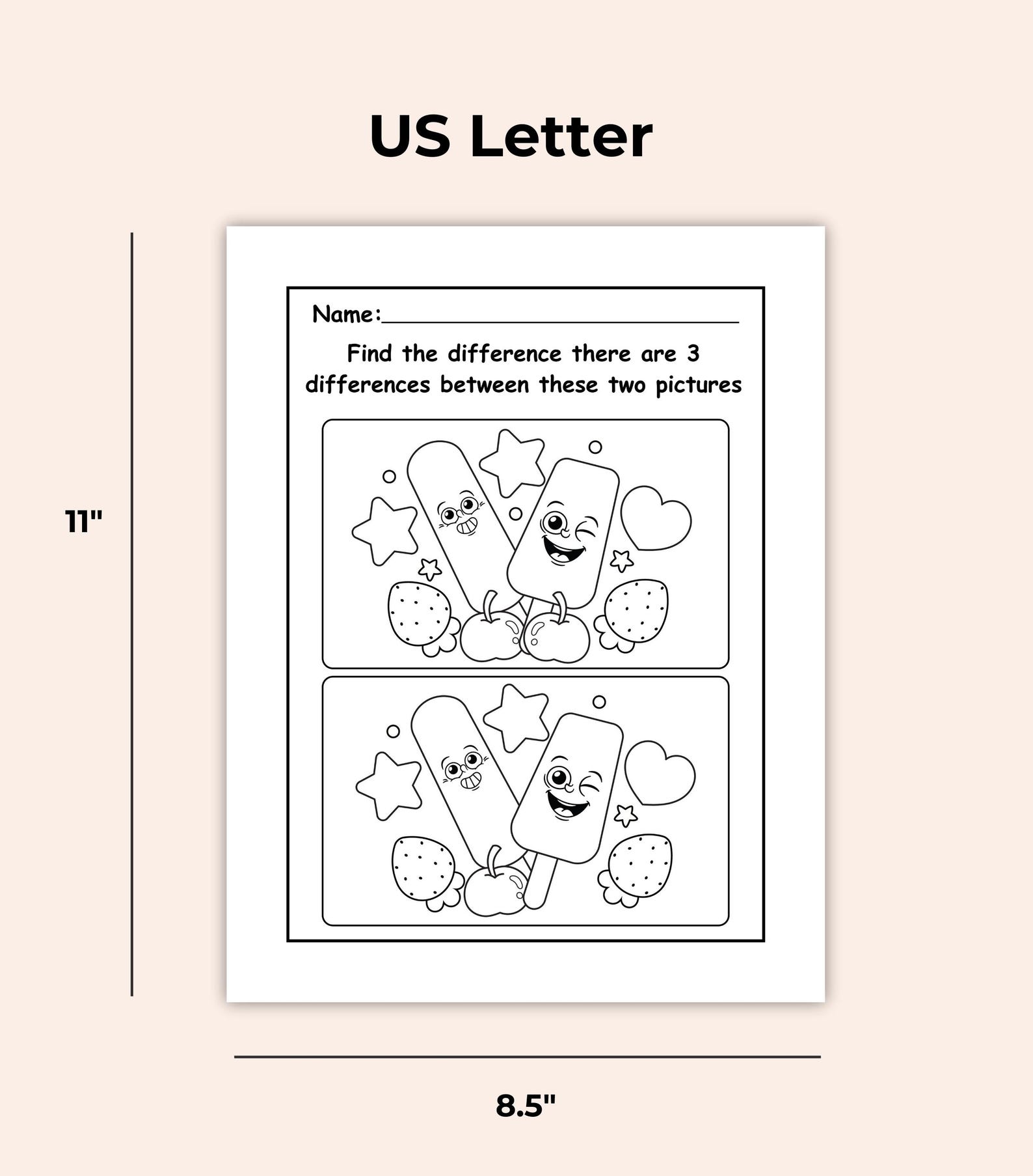 Spot the Difference for Kids, Find the Difference, Printable Preschool ...