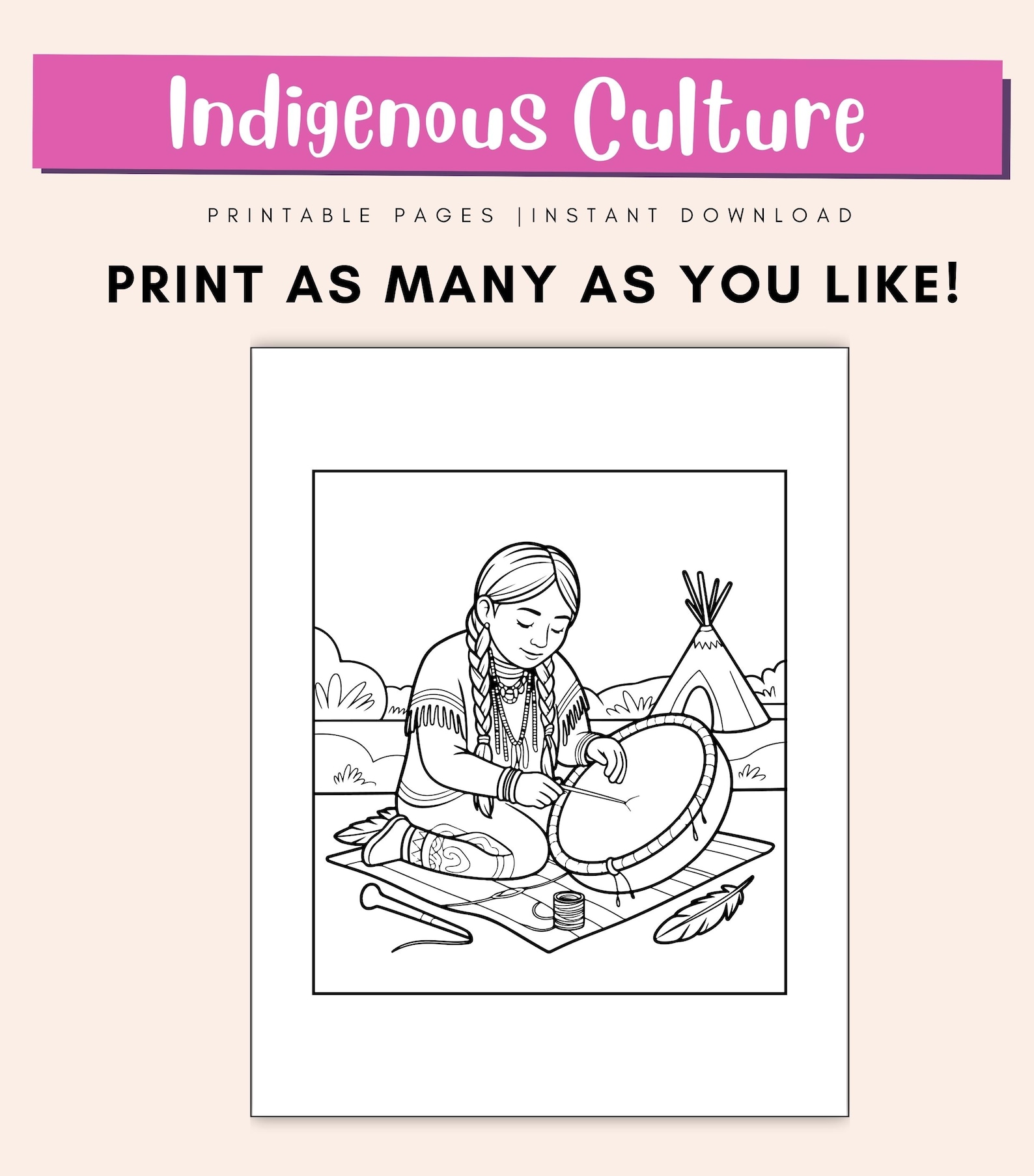 Indigenous Culture Coloring Pages for Kids & Adults: Native Traditions ...