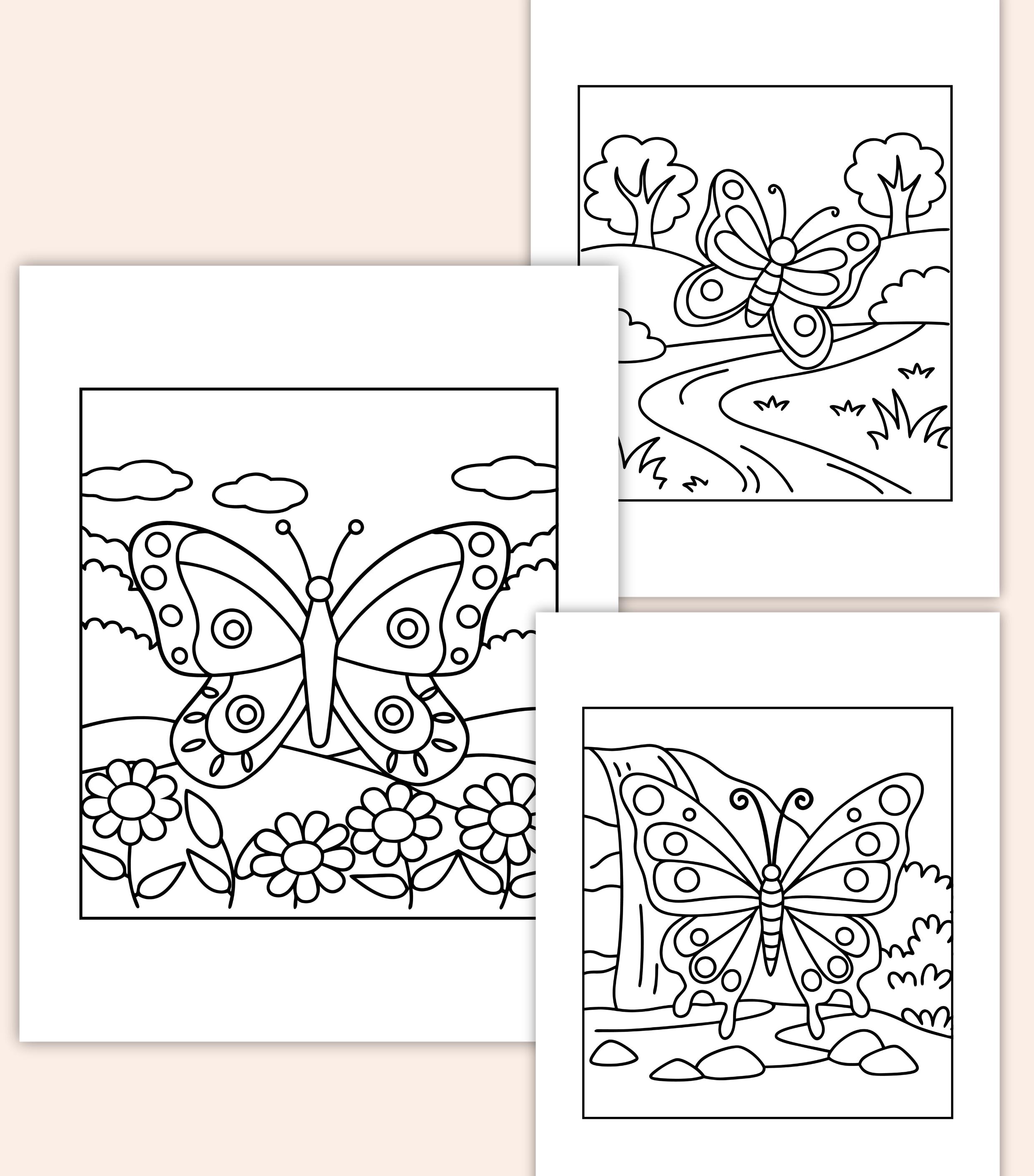 Easy Butterfly Coloring Pages for Kids, Printables Toddler Butterflies ...