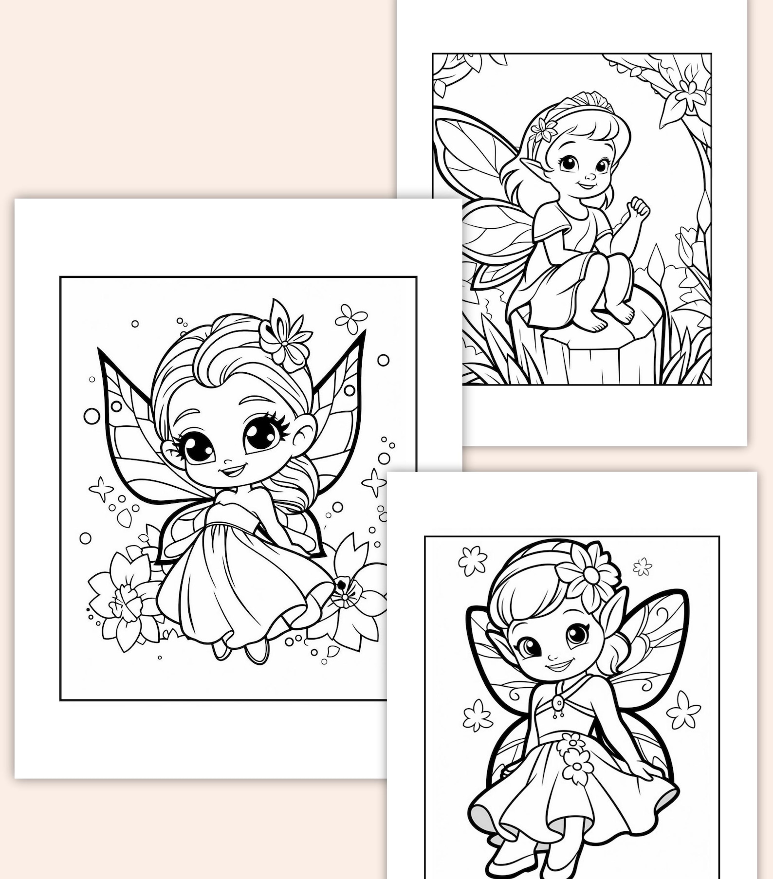 Easy Fairy Coloring Pages for Kids & Adults - Printable Simple Fantasy ...