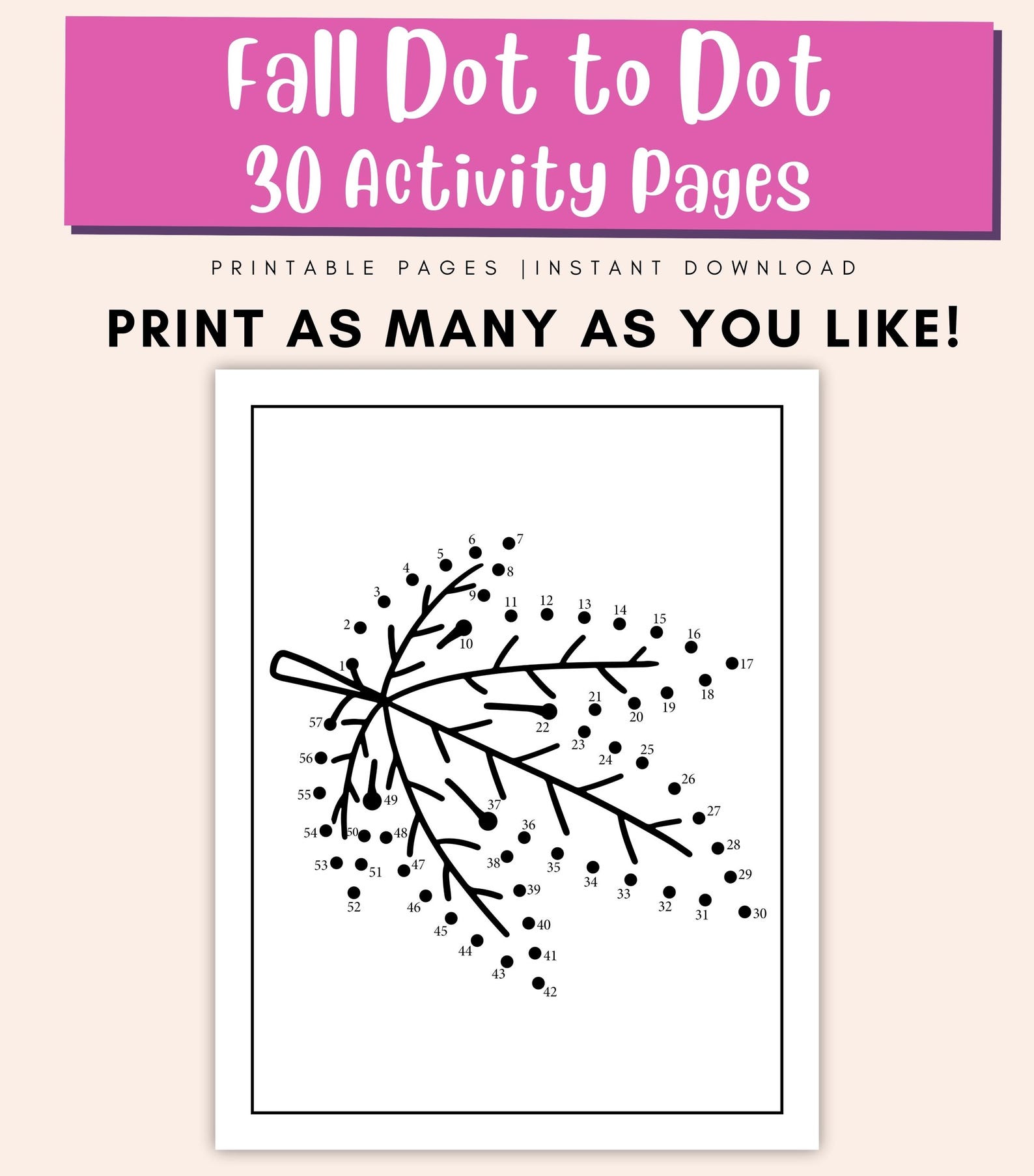 Fall Dot to Dot Worksheets for Kids: Easy Autumn Activity Printables ...