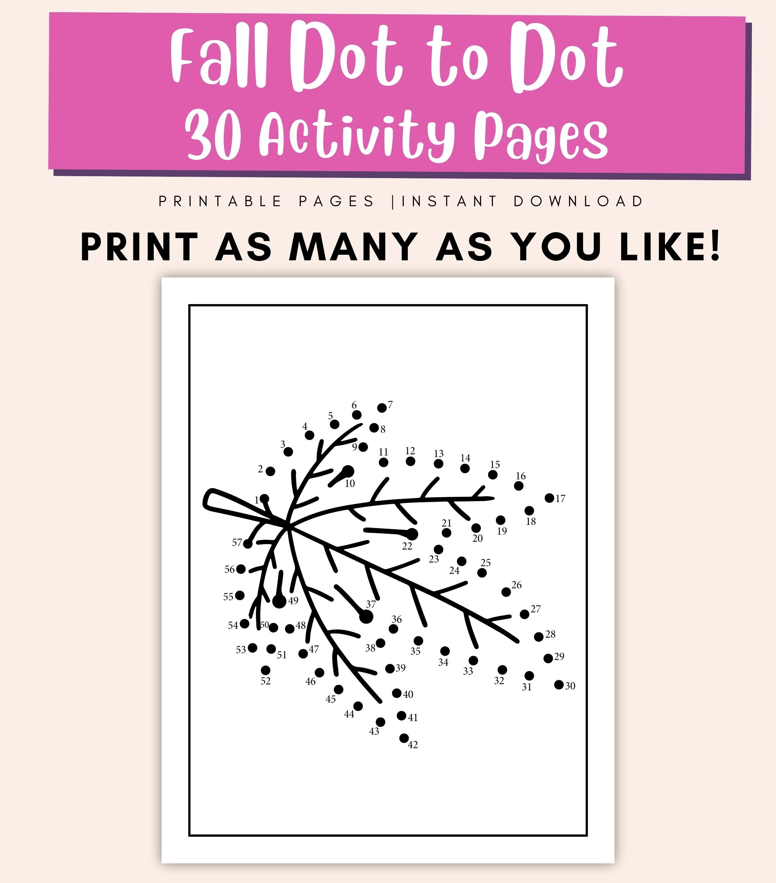 Fall Dot to Dot Worksheets for Kids: Easy Autumn Activity Printables ...
