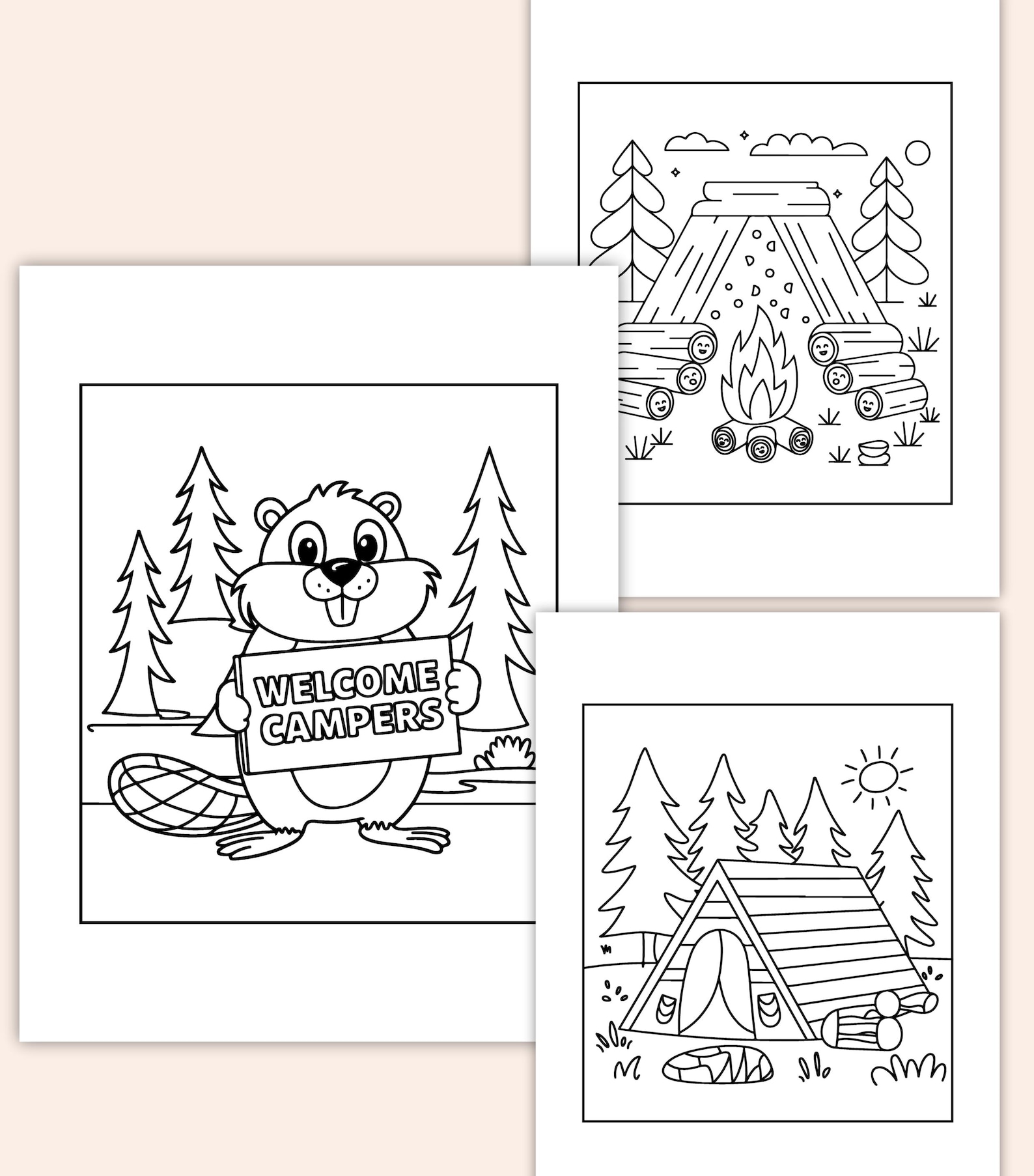Camping Coloring Pages for Kids, Nature Camp Printables (PDF) - Etsy