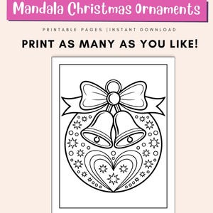 Mandala Christmas Ornaments Coloring Pages for Kids & Adults: Festive ...