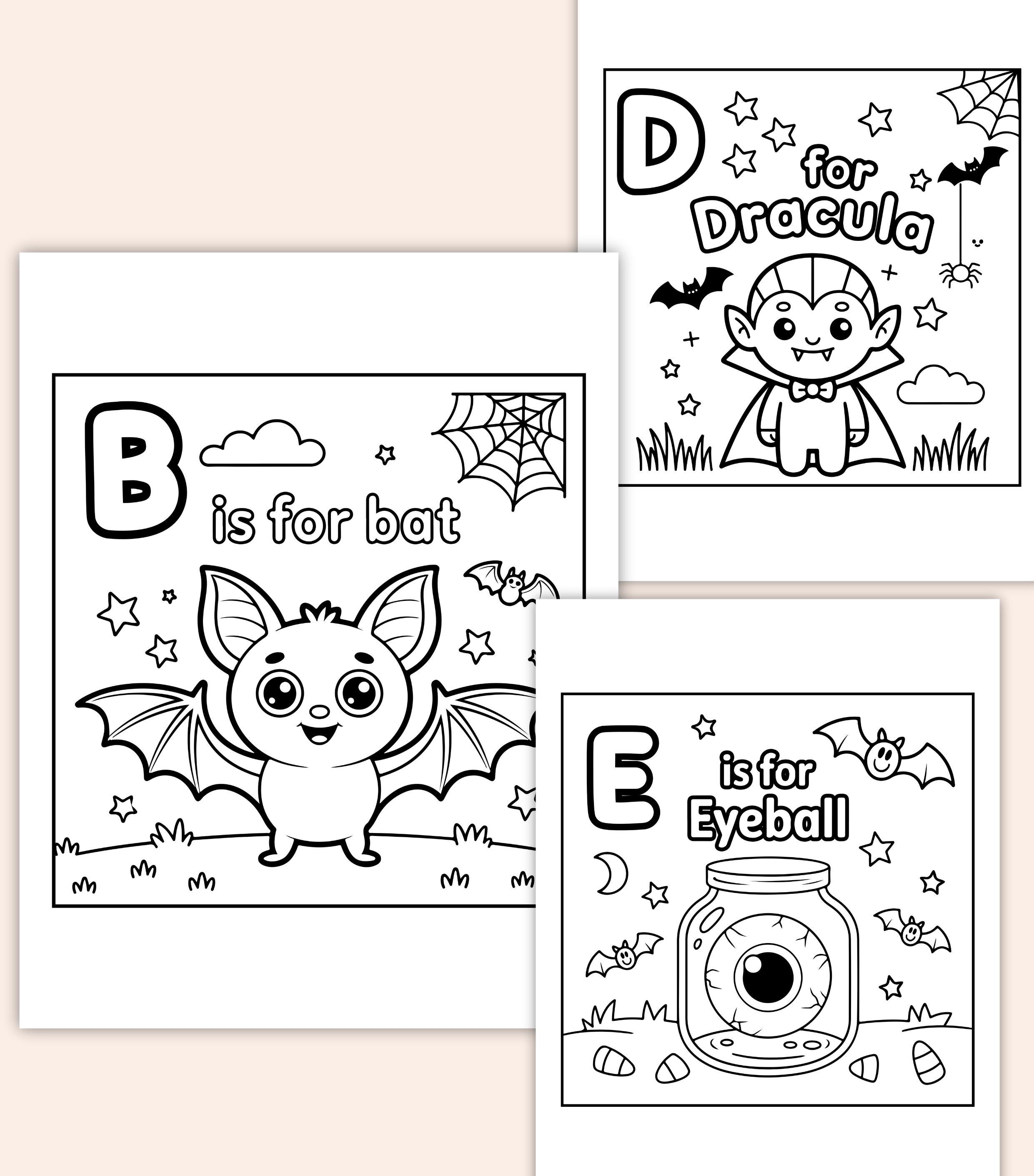 Halloween ABC Coloring Pages for Kids – Fun Spooky Alphabet Activity ...