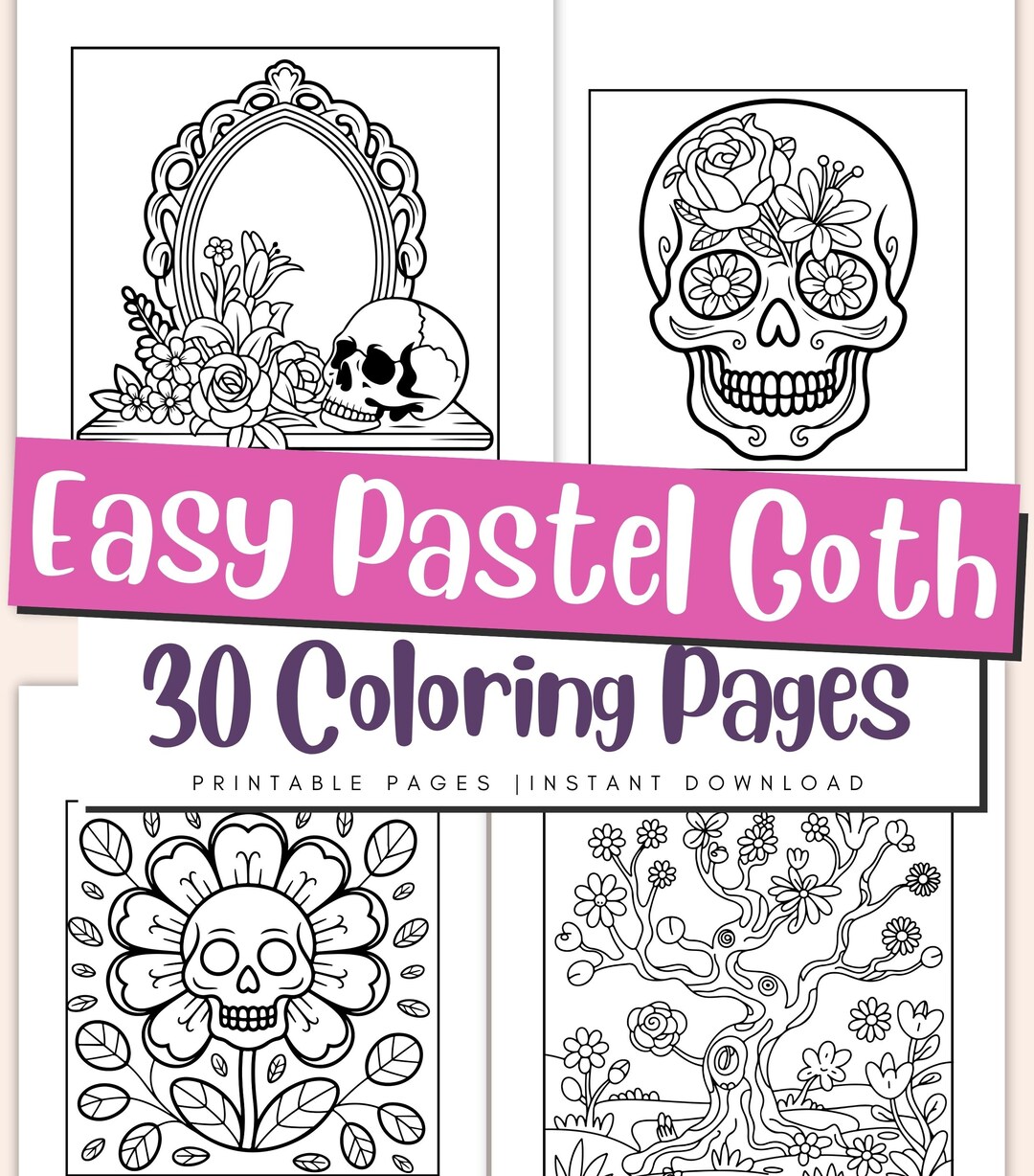 Pastel Goth Coloring Pages for Kids and Adults - Cute Creepy Kawaii ...