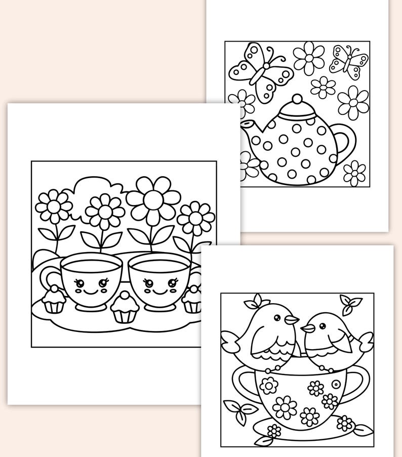 Tea Party Coloring Pages for Kids – Easy Printable Activity Sheets ...