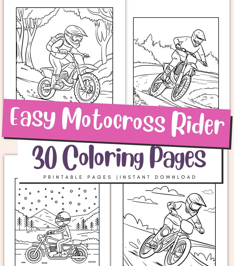 Motocross Coloring Pages for Kids: Dirt Bike Racing Printable Activity ...