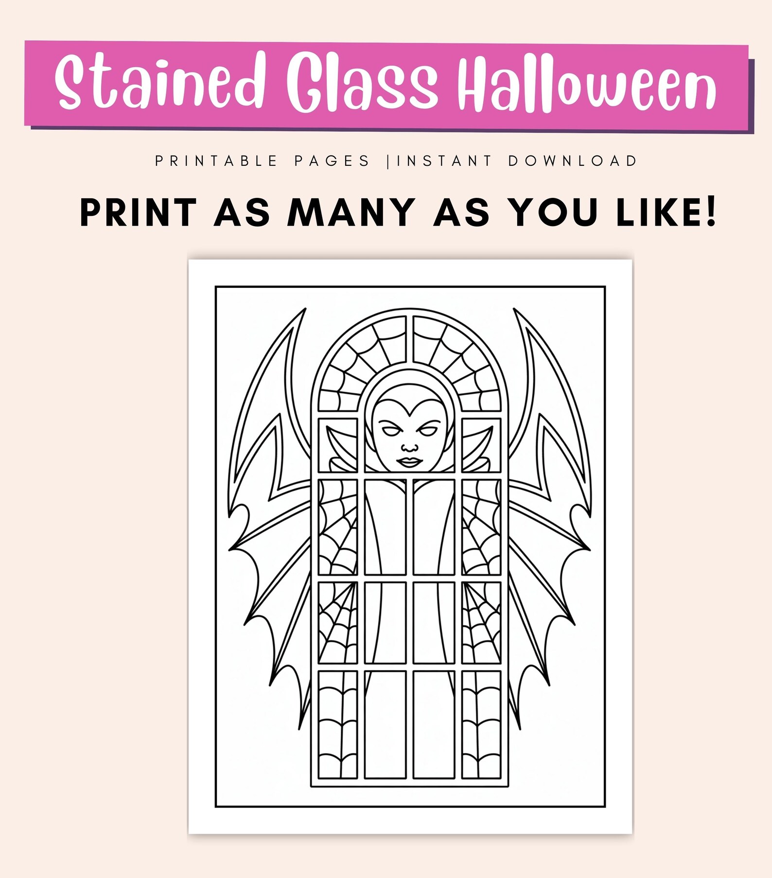 Stained Glass Halloween Coloring Pages for Kids & Adults – Fun Spooky ...