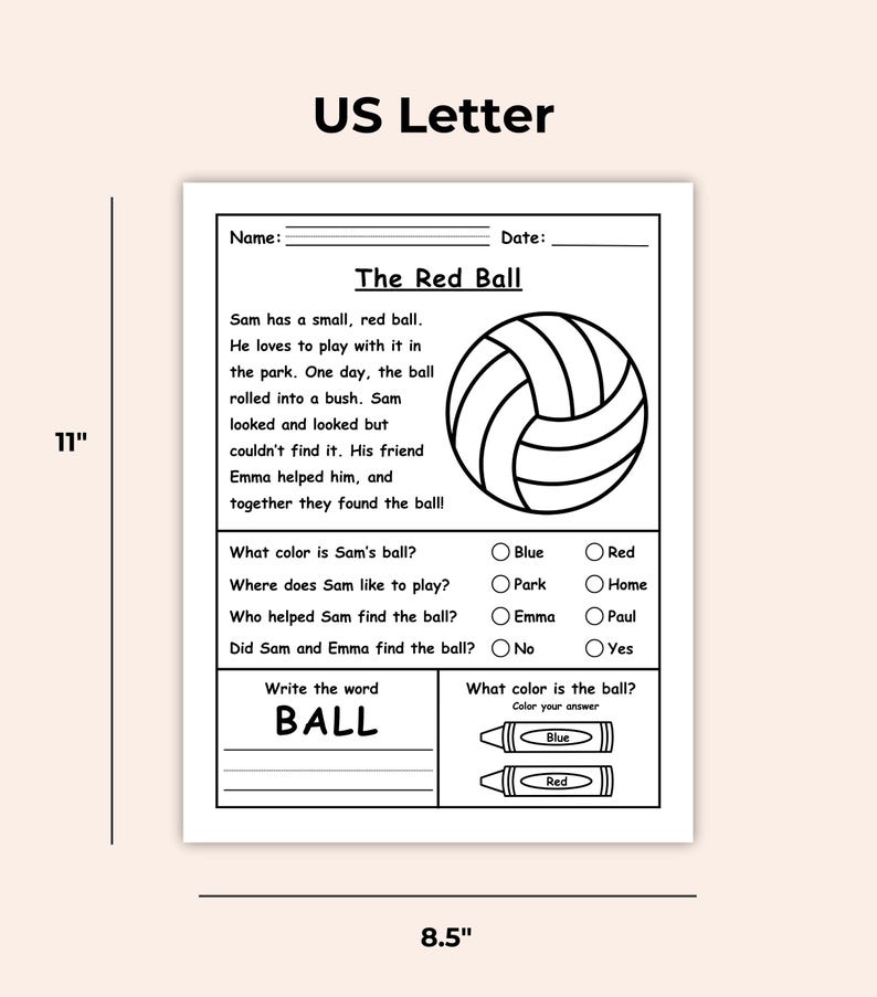 Reading Comprehension for Kids, Printable Kindergarten Activity ...