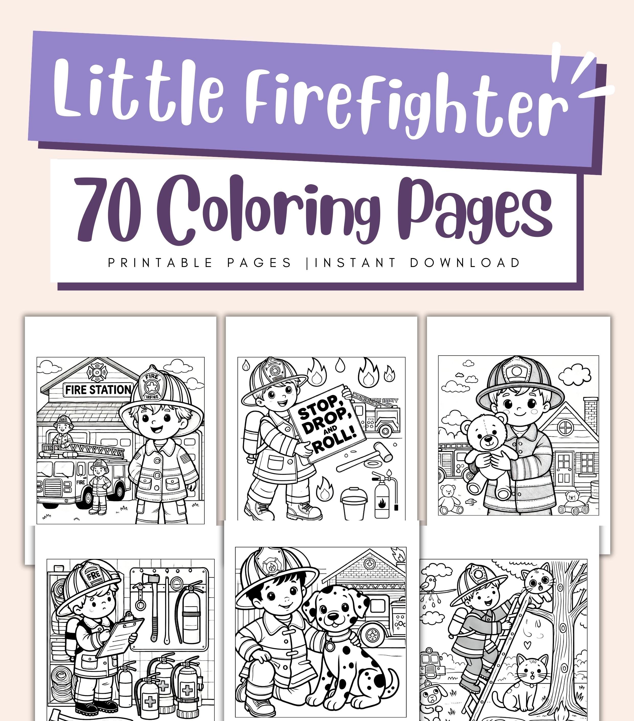 Little Firefighter Coloring Pages for Kids – Fire Truck Birthday Party ...