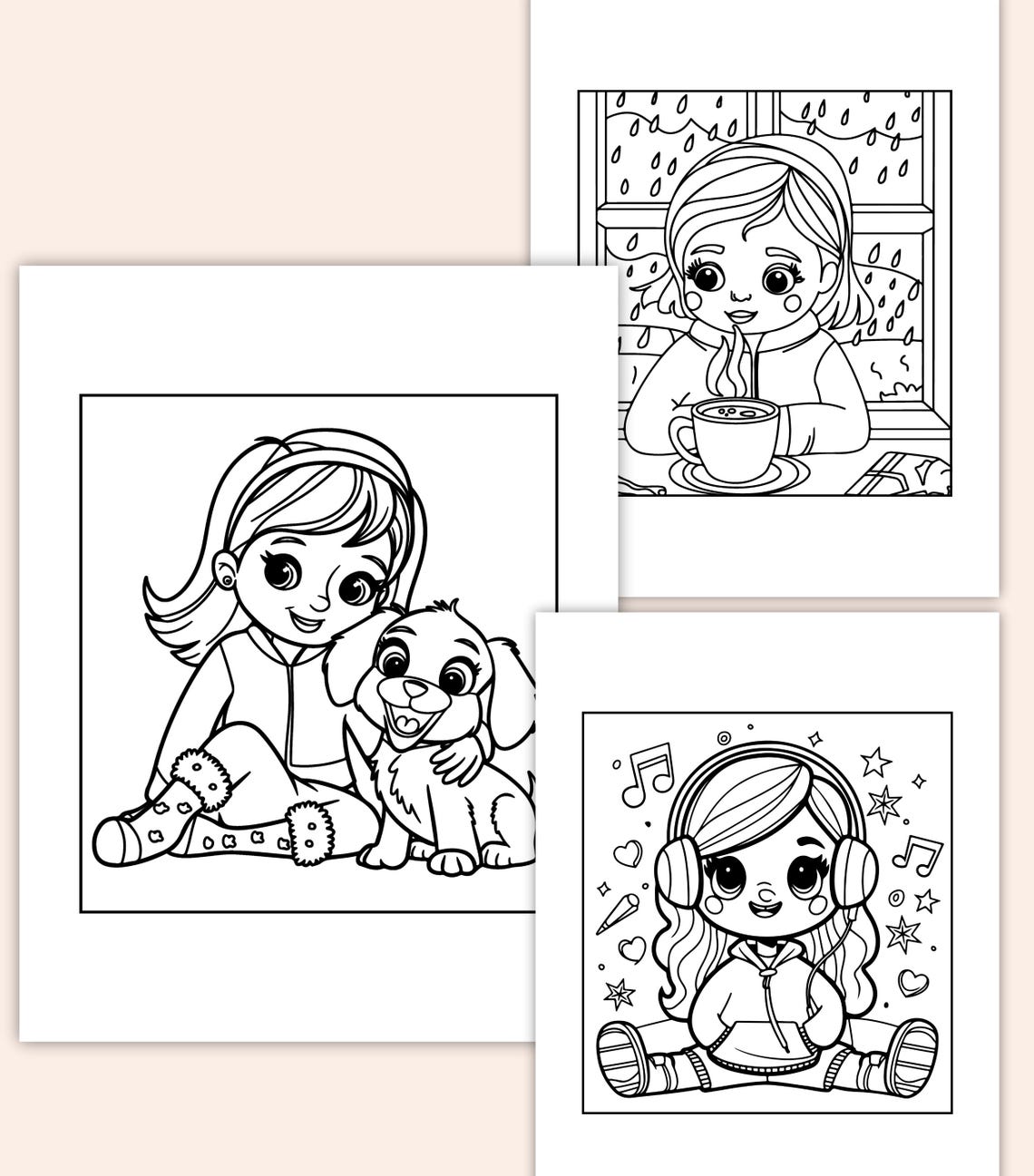 Cozy Girl Coloring Pages for Kids – Sweaters, Blankets & Comfy Outfits ...