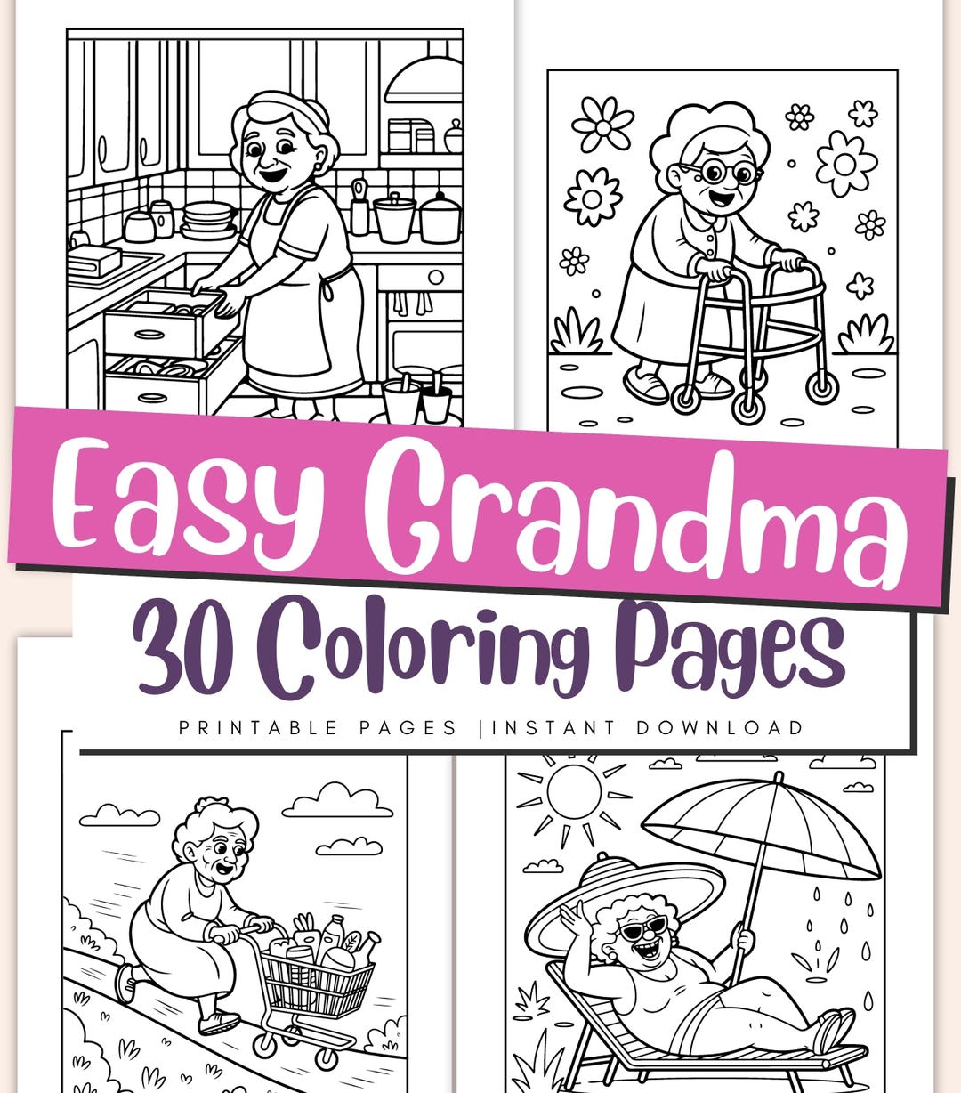 Elderly Women Coloring Pages - Daily House Chores & Activities ...