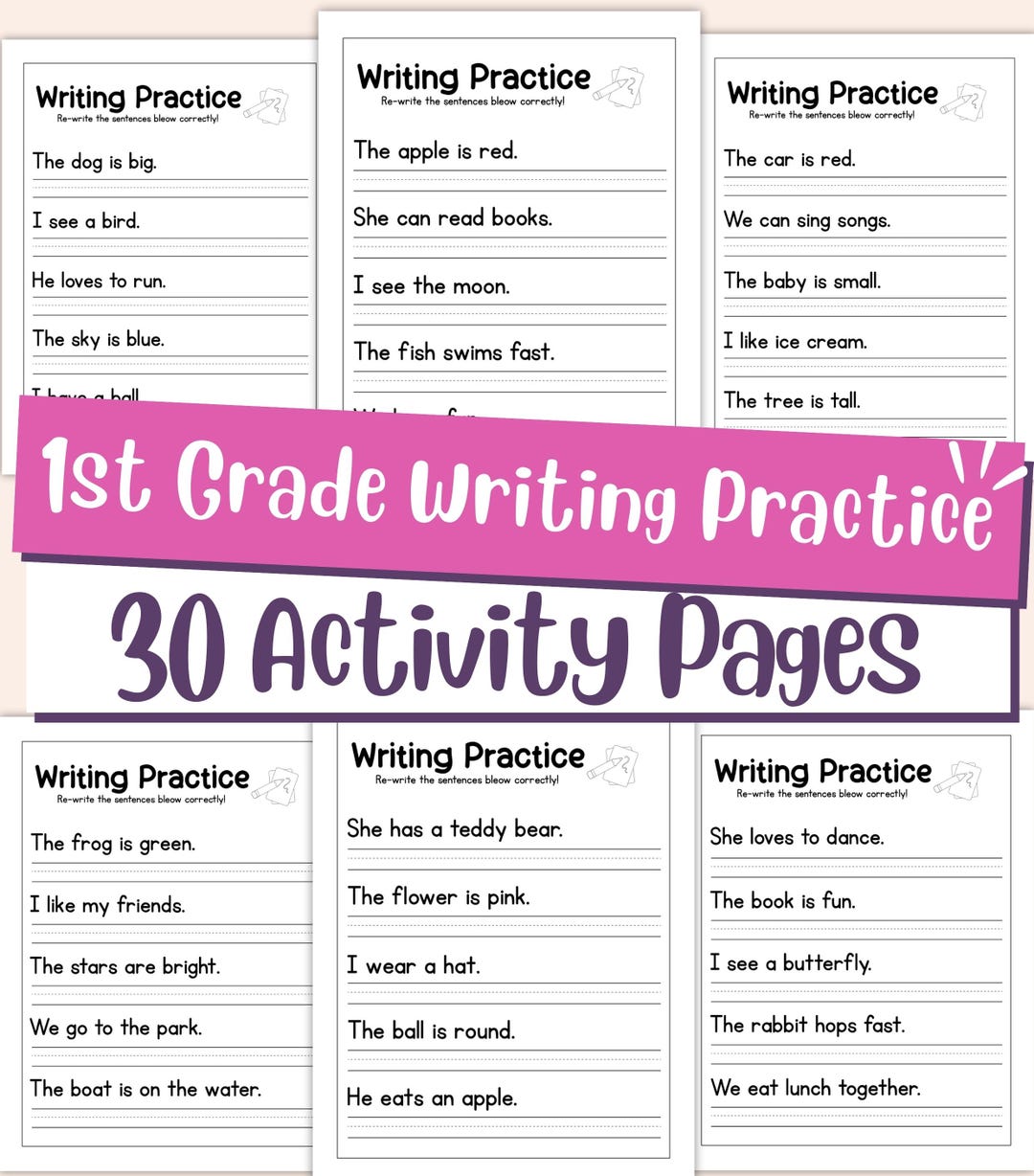 1st Grade Writing Practice Worksheets – Printable Handwriting, Sentence ...