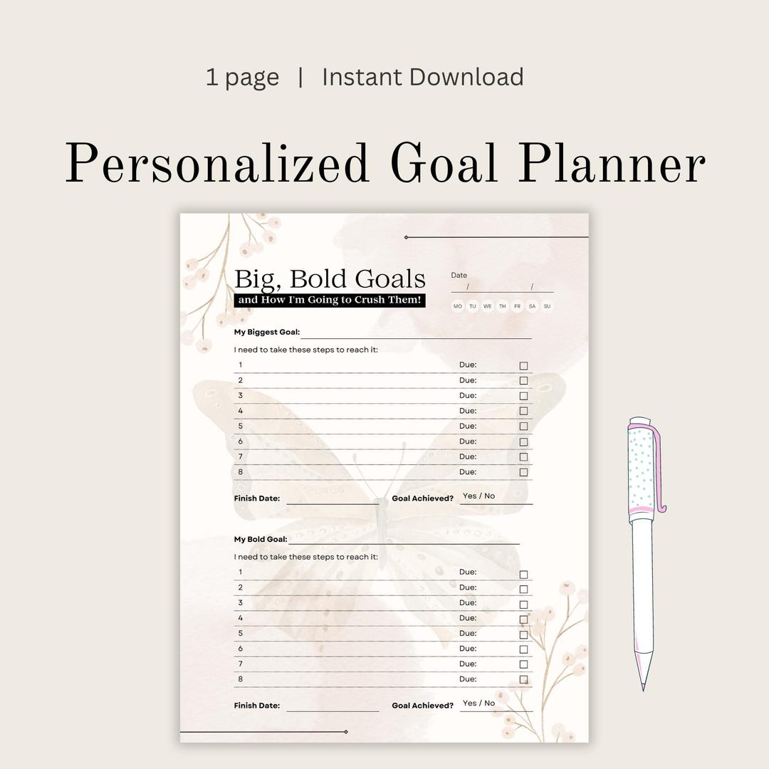 Goal Planner Minimalist Goal Planner Blank Blank Goal Tracker Goal ...