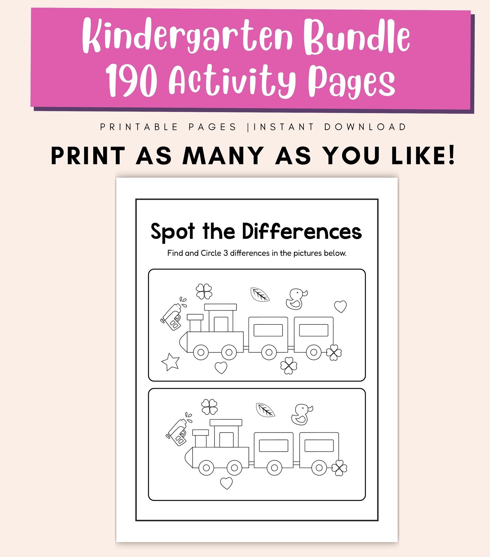 Kindergarten Worksheets Bundle for Kids – Printable Math, Reading ...