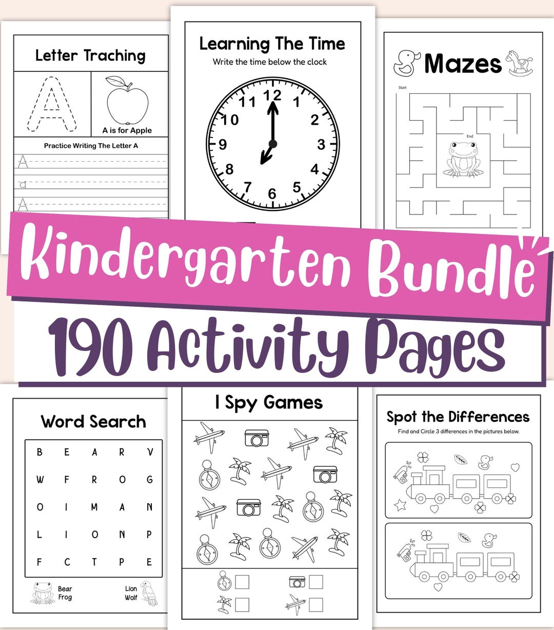 Kindergarten Worksheets Bundle for Kids – Printable Math, Reading ...