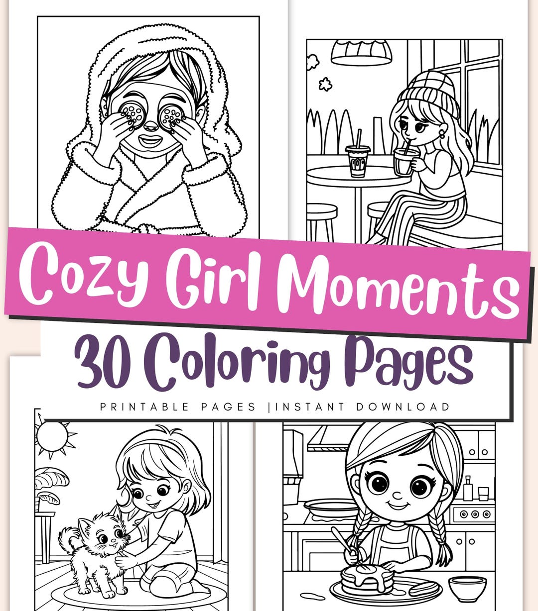 Cozy Girl Coloring Pages for Kids – Sweaters, Blankets & Comfy Outfits ...