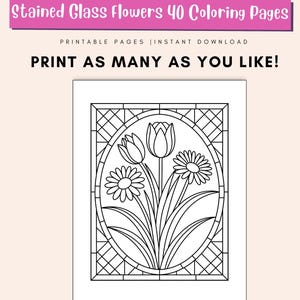 Stained Glass Flower Coloring Pages for Adults & Kids – Unique Floral ...
