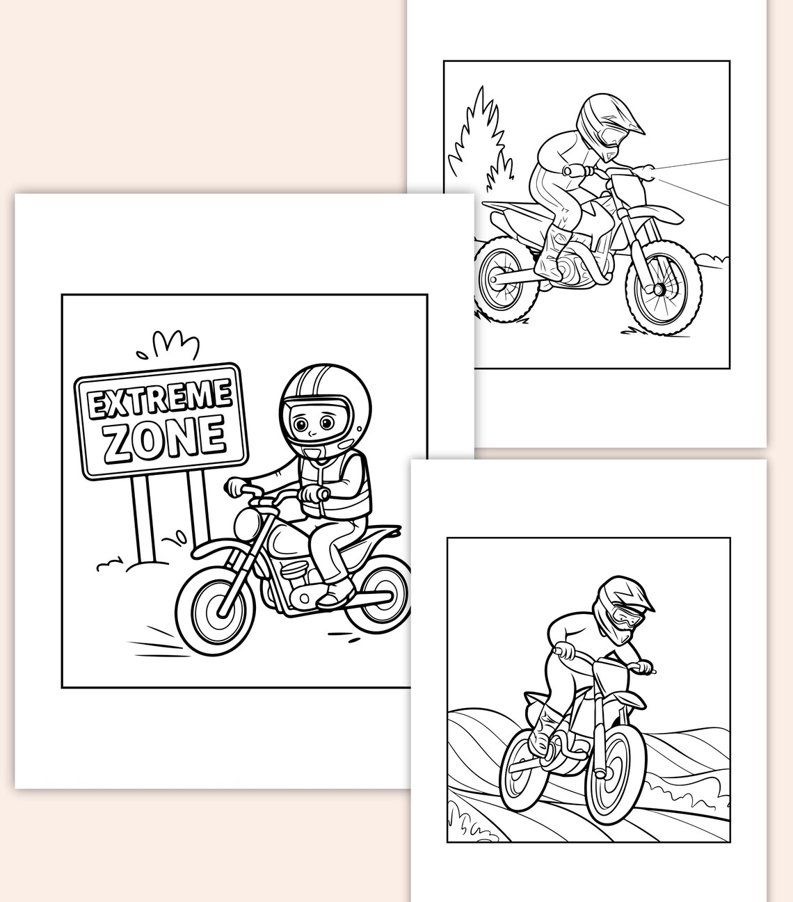 Motocross Coloring Pages for Kids: Dirt Bike Racing Printable Activity ...