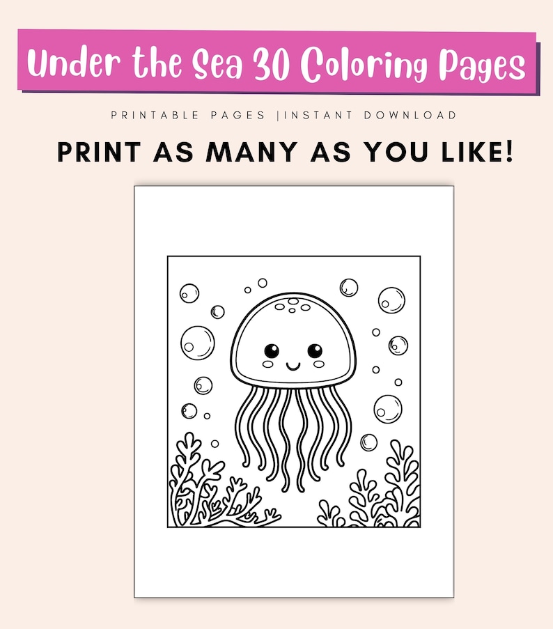 Under the Sea Coloring Pages for Kids – Easy Ocean Animals Printable ...