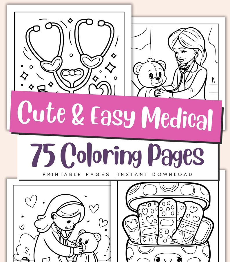 Cute & Easy Medical Coloring Pages for Kids, Nurse Coloring Book ...