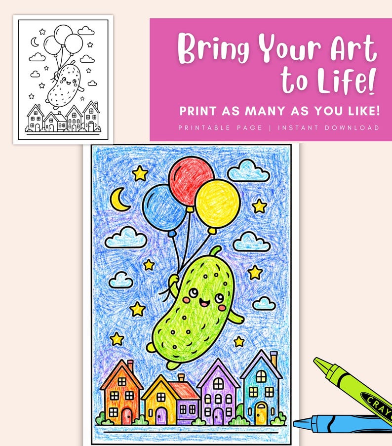 Easy Pickle Coloring Pages for Kids – Funny Food Characters, Simple ...