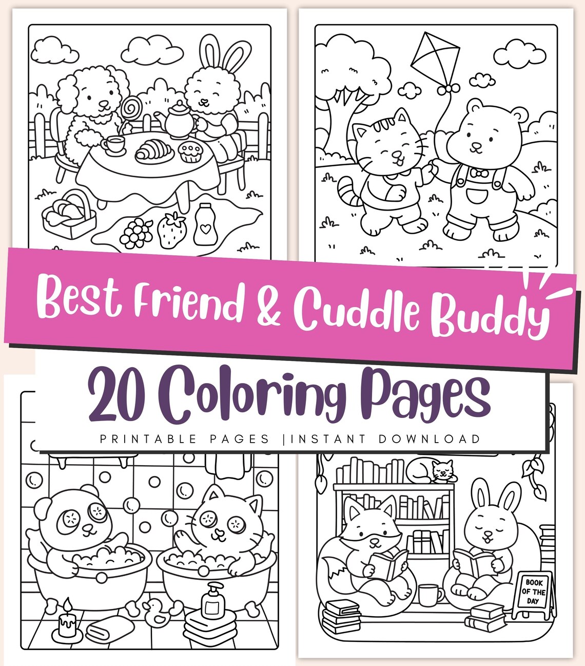 Bestfriend & Cuddle Buddy Coloring Pages – Printable Animal Companions ...