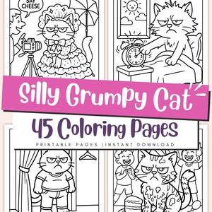 Silly Grumpy Cat Coloring Pages for Kids – Unlucky Kitty Art, Funny Pet ...