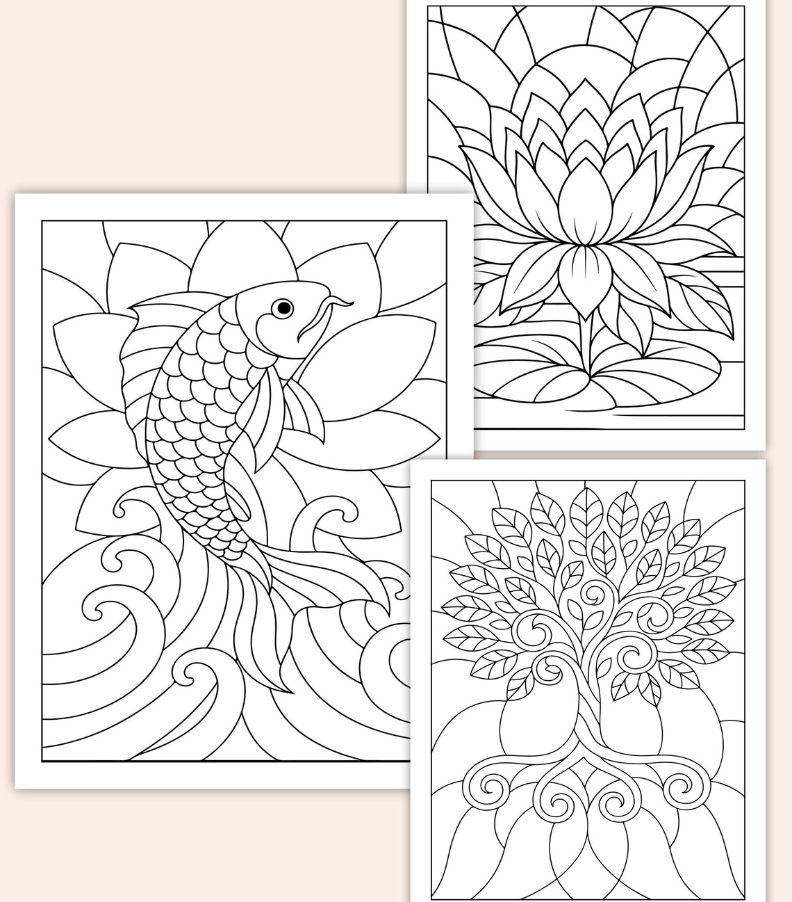 Easy Stained Glass Coloring Pages for Adults & Kids – Simple Color-by ...
