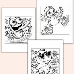 Funny Animals Coloring Pages for Kids, Printable Instant Download ...