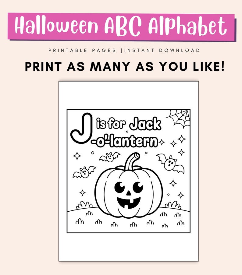 Halloween ABC Coloring Pages for Kids – Fun Spooky Alphabet Activity ...