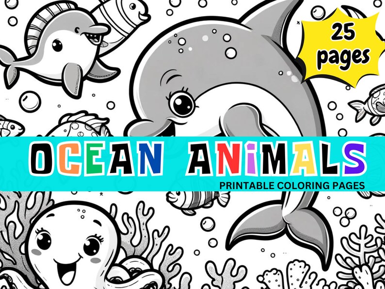 Easy Ocean Animals Coloring Pages, Sea Creatures, Printable Coloring ...